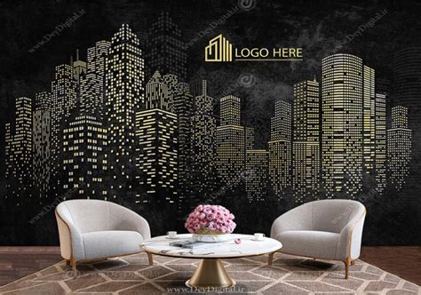 قیمت و خرید پوستر دیواری املاک طرح ساختمان رنگ مشکی طلایی Ba 6879 چاپ دی تولید کننده کاغذ