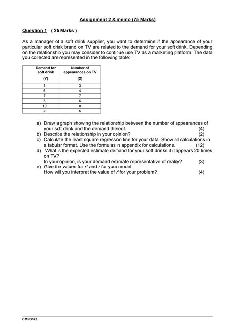 Assignment 2 Memo 2020 Assignment 2 And Memo 75 Marks Question 1 25 Marks As A Manager