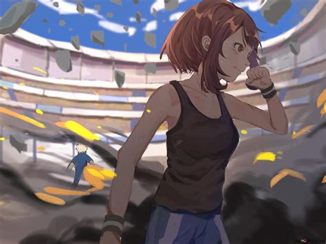 My Hero Academia Ochaco Uraraka Contre Katsuki Bakugo Hd Fond Décran