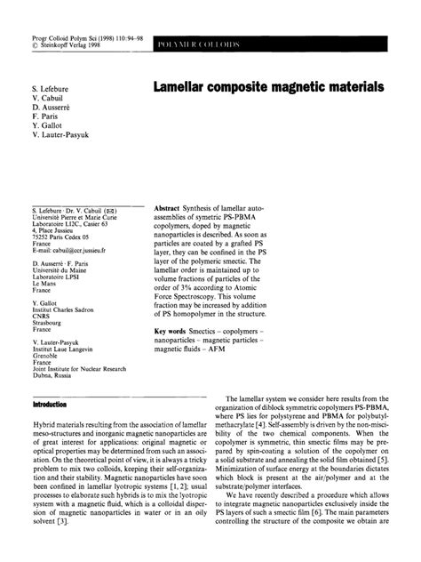 Pdf Lamellar Composite Magnetic Materials