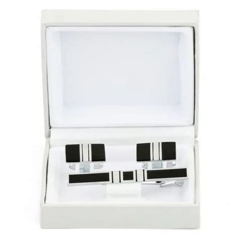Cufflinks Tie Pin Set Square Silver Brass At Rs 200piece डिजाइनर