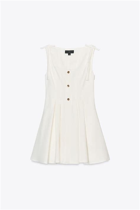 Pleated Dress With Bows White Zara Singapore