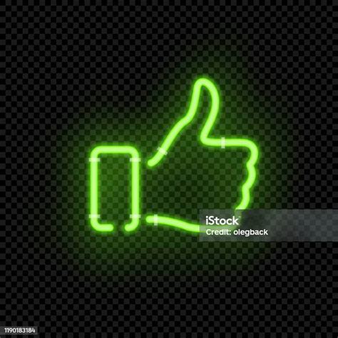 녹색 엄지 손가락 어두운 투명 배경에 격리 네온 기호를 엄지 손가락 벡터 디자인 요소입니다 1위에 대한 스톡 벡터 아트 및 기타 이미지 Istock