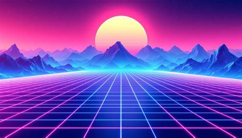 Free Synthwave Sunset Grid Image Synthwave Vaporwave Neon