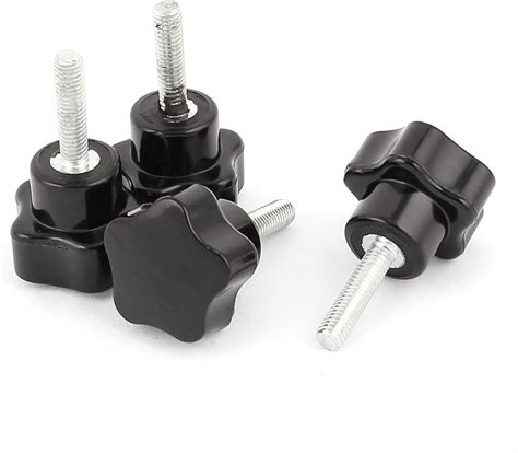 sourcing map 4pcs Boutons de Serrage étoile Poignée M5 plastique fileté