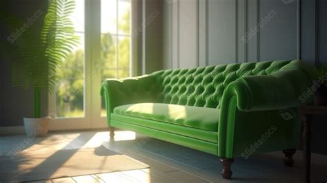 Soothing Green Living Room With A Stylish Sofa Stunning 3d Rendering