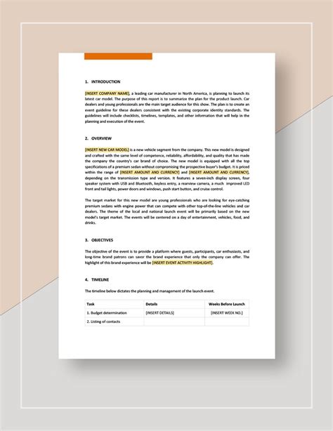 Launch Event Plan Template In Word Pages Google Docs Download Template Net