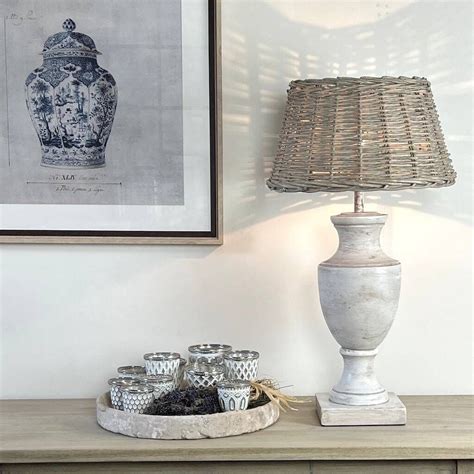 Antiqued Old White Wash Classic Urn Table Lamp Base By Cowshed