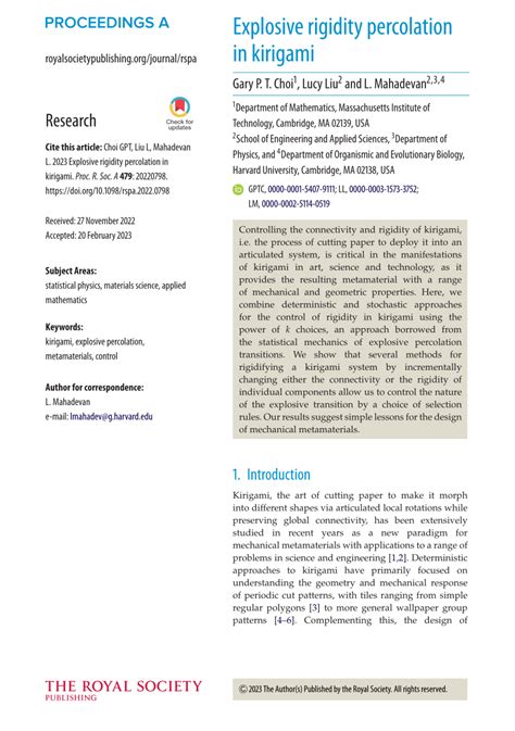 Explosive Rigidity Percolation In Kirigami Request Pdf