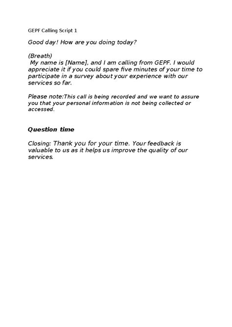Gpef Calling Script V2 Gepf Calling Script 1 Good Day How Are You
