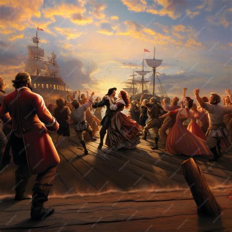 Premium Ai Image Swashbuckling Unity Pirates Of The Sea Dance