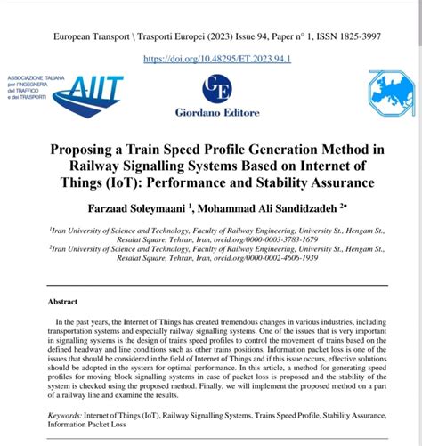 I Am Pleased To Announce That Our New Paper Entitled Proposing A Train Speed Profile Generation