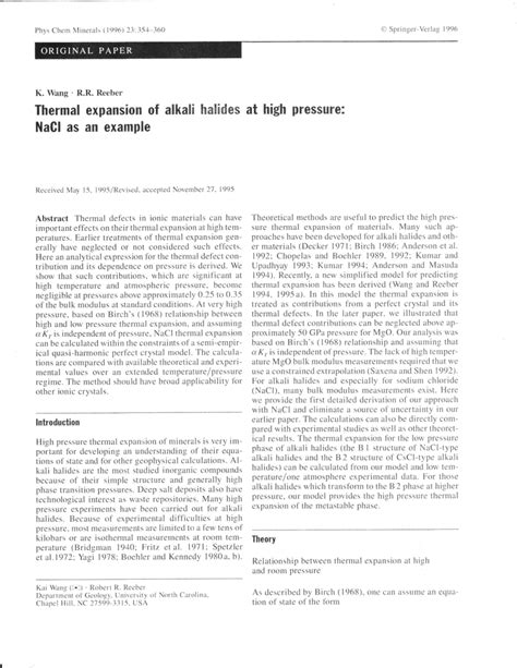 Pdf Thermal Expansion Of Alkali Halides At High Pressure Nacl As An