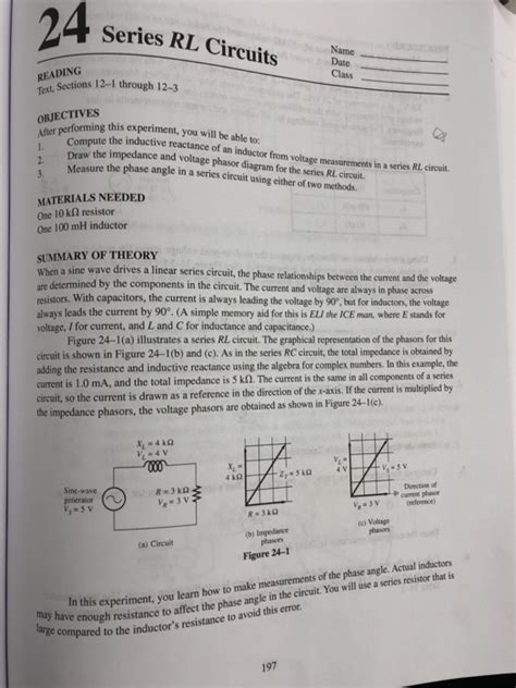 solved 24 series rl circuitscna name reading text sections