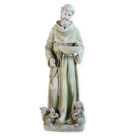 St Francis Of Assisi Statue Bird Feeder Bed Bath Beyond In Outdoor Garden Statues