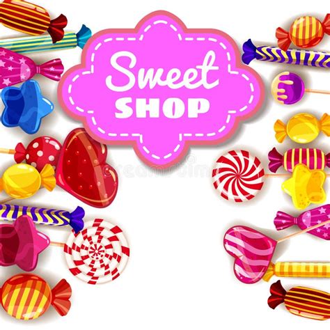 Candy Sweet Shop Colourfull Template Set Of Different Colors Of Candy