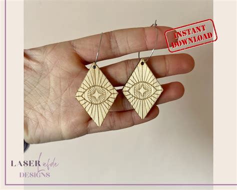 Third Eye Dangle Earrings Lasercut Template Commercial License