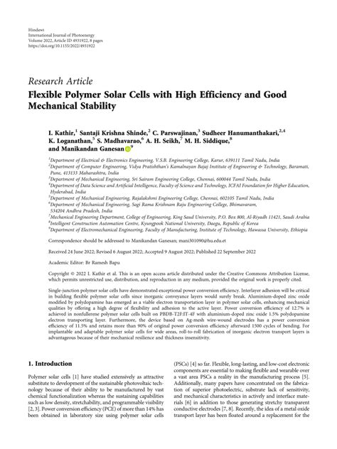 Pdf Flexible Polymer Solar Cells With High Efficiency And Good