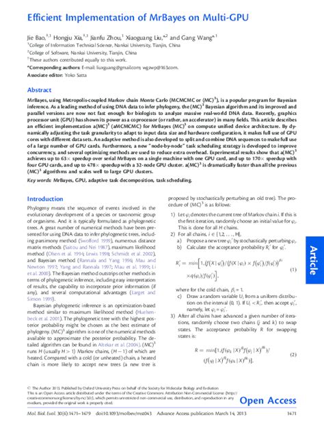pdf efficient implementation of mrbayes on multi gpu jianfu zhou
