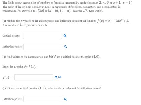 Solved The Fields Below Accept A List Of Numbers Or Formulas