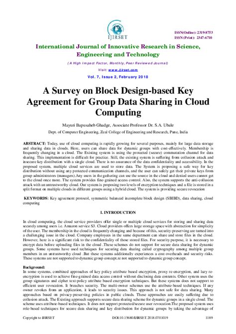 Pdf Survey On Block Design Based Key Agreement For Group Data Sharing