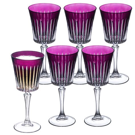 Barski Colored Wine Glasses Set Of 6 Wine Goblets Glassware Water Goblets 75 Oz
