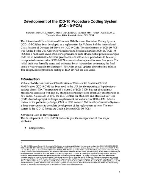 2014 Pcs Procedure Coding System Development Of The Icd 10 Procedure