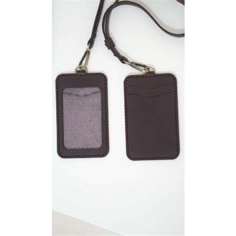 Promo Crg Intens Id Gantungan Id Card Holder Kulit Name Tag Kulit Lanyard Kulit Custom Diskon 27