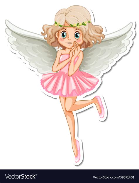 Beautiful Angel Cartoon Character Sticker Vector Image