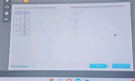 The Table Represents An Exponential Function X Y 1 32 2 98 3 2732 4