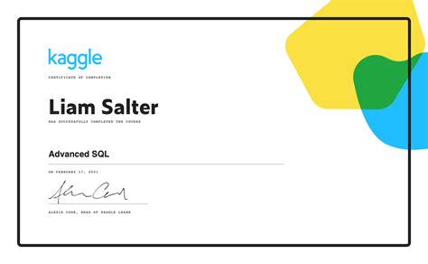Liam Salter Completed The Advanced Sql Course On Kaggle