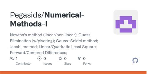 GitHub Pegasids Numerical Methods I Newton S Method Linear Non Linear Guass Elimination W