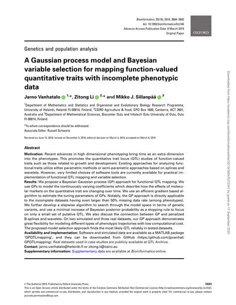 Pdf A Gaussian Process Model And Bayesian Variable Selection For