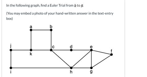 Solved In The Following Graph Find A Euler Trial From K To