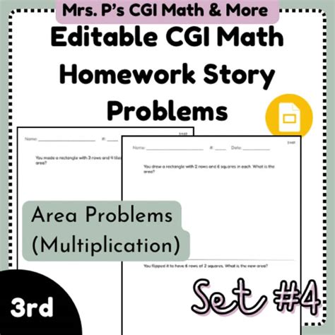 Third Grade Cgi Editable Math Story Problems Homework Bundle Sets 4 6