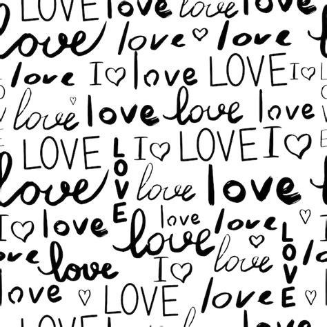 Premium Vector Text Love Script Cute Doodle Hand Drawn Seamless