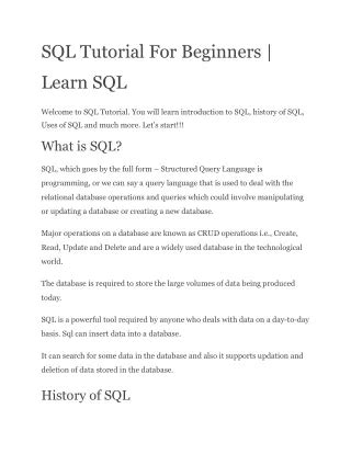 PPT SQL Tutorial For Beginners PowerPoint Presentation Free Download