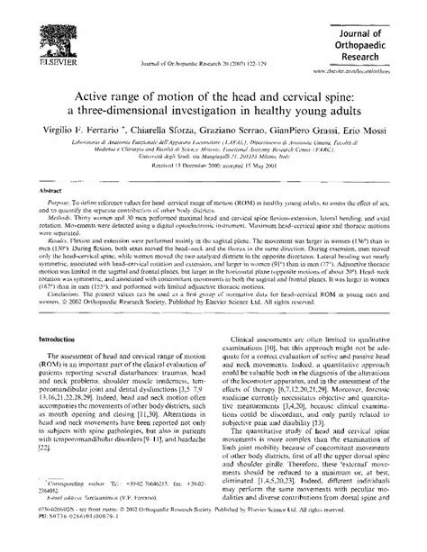Pdf Active Range Of Motion Of The Head And Cervical Spine A Three