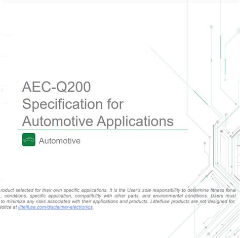 Littelfuse AEC Q200 Specification For Automotive Applications TTI Inc