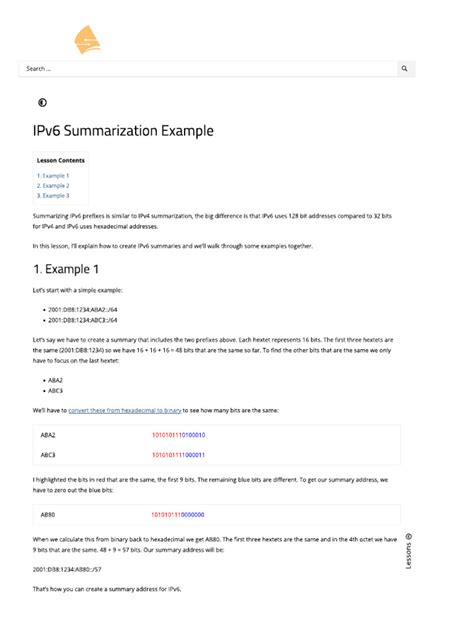 3 Ipv6 Summarization Example Pdf