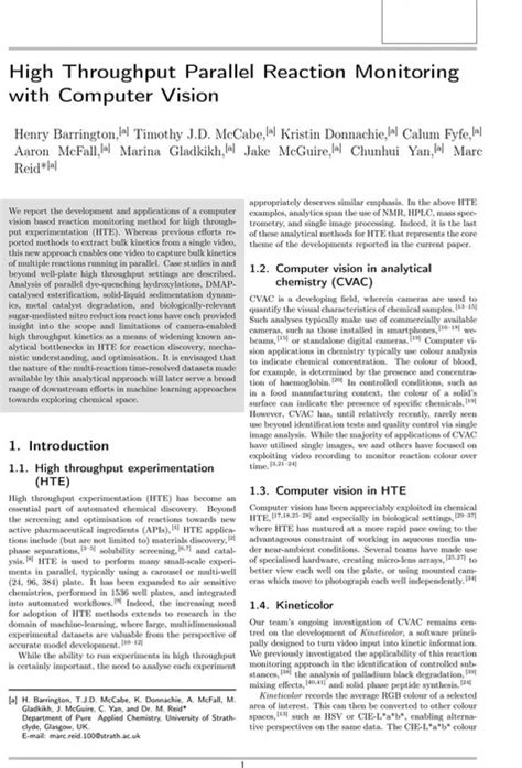 High Throughput Parallel Reaction Monitoring With Computer Vision Chemical Engineering And