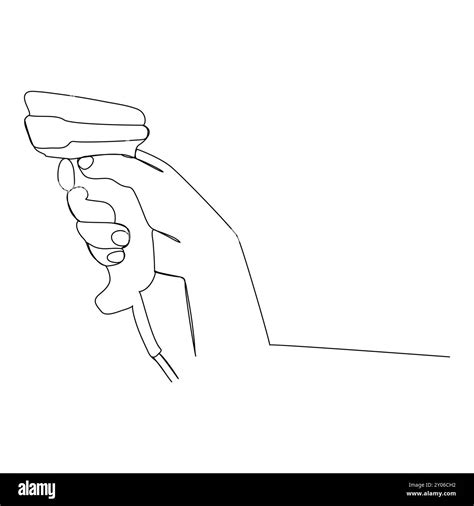 Continuous One Line Drawing Retail Barcode Scanner Single Line Draw