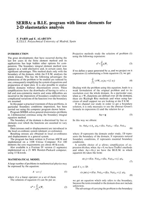 Pdf Serba A Bie Program With Linear Elements For 2 D