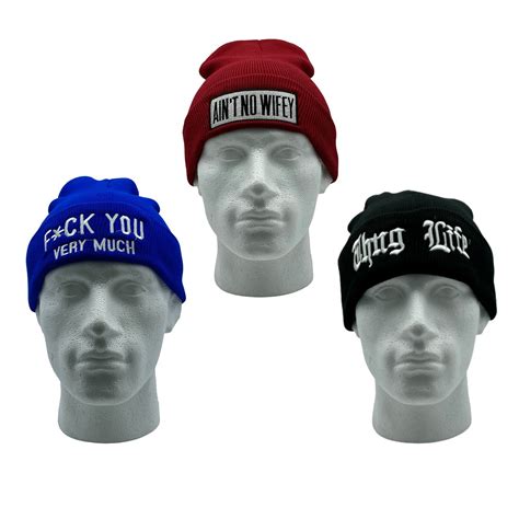 Adults Fashion Beanie Hats Thug Life Black Bargain Maze