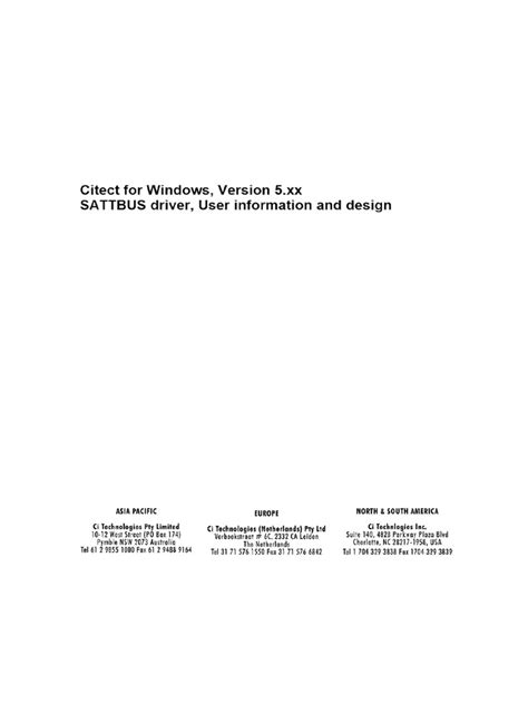 Citect For Windows Version 5xx Sattbus Driver User Information And Design Pdf Pdf