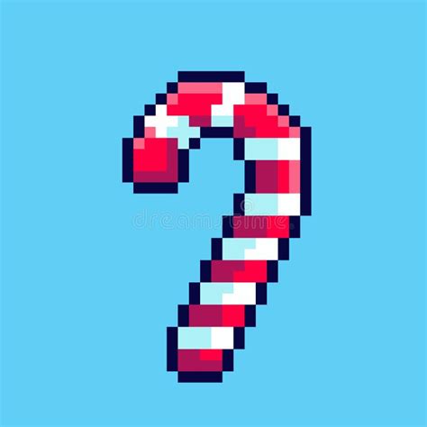 Pixel Art Candy Cane Game Asset Design Stock Illustration