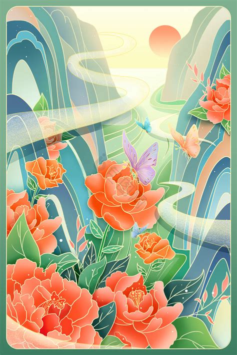 国风山水画插画 国风山水画插画图片 包图网