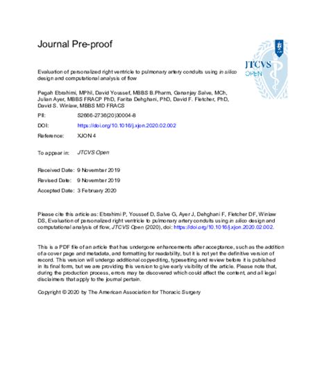 pdf evaluation of personalized right ventricle to pulmonary artery