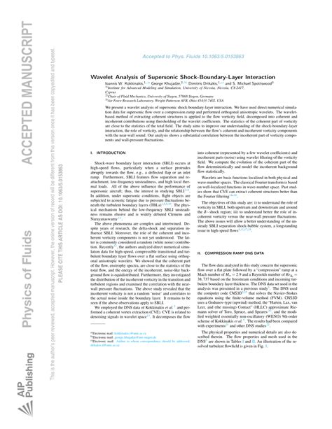 Pdf Wavelet Analysis Of Supersonic Shock Boundary Layer Interaction