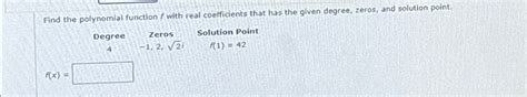 Solved Find The Polynomial Function F ﻿with Real